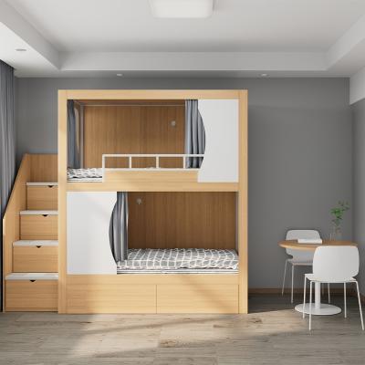 China Single Capsule Pod Twin Loft Bunk Bed with Stairs Desk and Slide - 2600×900×2400mm Dormitory Furniture for sale