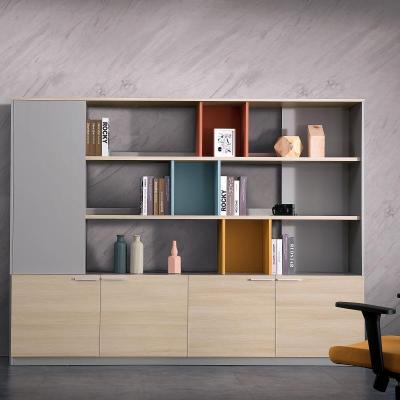 China Nordic Oak File Cabinet with Upper Display - 2000/2400mm Width x 1800mm Height MFC Storage Unit for sale