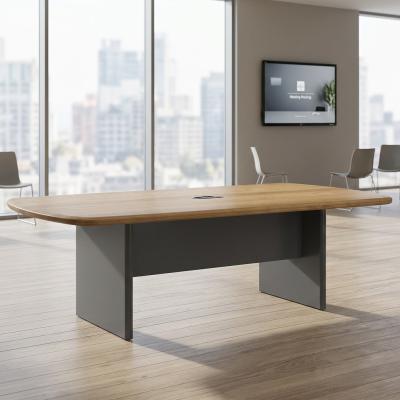 China PVC Film Coating Process Modern Eco-Friendly Conference Table with Flexible Wiring 8-Seater Office Furniture for sale