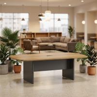 China PVC Film Coating Process Modern Eco-Friendly Conference Table with Flexible Wiring 8-Seater Office Furniture for sale