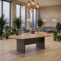 China PVC Film Coating Process Modern Eco-Friendly Conference Table with Flexible Wiring 8-Seater Office Furniture for sale