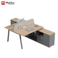 China Multi Person Facing Staff Desk, Steel Foot Screen, Staff Workstation, Four People with Long Auxiliary Cabinet, Computer Desk for sale