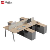 China Multi Person Facing Staff Desk, Steel Foot Screen, Staff Workstation, Four People with Long Auxiliary Cabinet, Computer Desk for sale