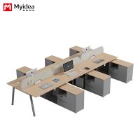 China Multi Person Facing Staff Desk, Steel Foot Screen, Staff Workstation, Four People with Long Auxiliary Cabinet, Computer Desk for sale