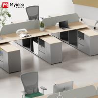 China Multi Person Facing Staff Desk, Steel Foot Screen, Staff Workstation, Four People with Long Auxiliary Cabinet, Computer Desk for sale