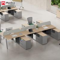China Multi Person Facing Staff Desk, Steel Foot Screen, Staff Workstation, Four People with Long Auxiliary Cabinet, Computer Desk for sale