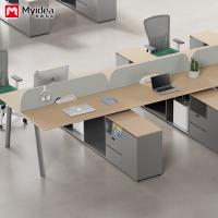 China Multi Person Facing Staff Desk, Steel Foot Screen, Staff Workstation, Four People with Long Auxiliary Cabinet, Computer Desk for sale