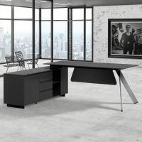 China Myidea Export and Foreign Trade Supervisor Desk Fingerprint Free Skin Feel Black Main Desk with Steel Feet Style for sale