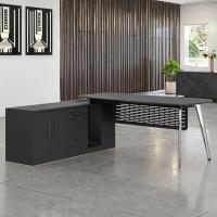 China Myidea Export and Foreign Trade Supervisor Desk Fingerprint Free Skin Feel Black Main Desk with Steel Feet Style for sale