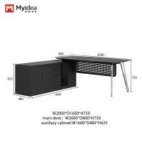 China Myidea Export and Foreign Trade Supervisor Desk Fingerprint Free Skin Feel Black Main Desk with Steel Feet Style for sale