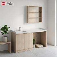 China Commercial-Grade Bathroom Vanity with Sintered Stone Deck – Waterproof & Stain-Resistant, Ideal for Apartment Complexes and Hotels. for sale