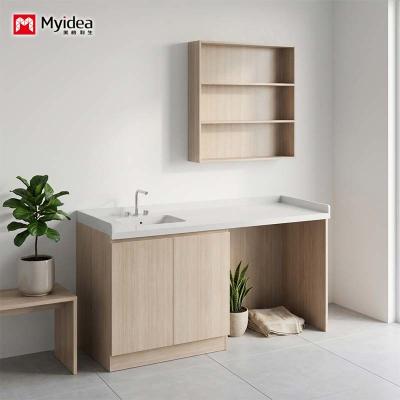China Commercial-Grade Bathroom Vanity with Sintered Stone Deck – Waterproof & Stain-Resistant, Ideal for Apartment Complexes and Hotels. for sale