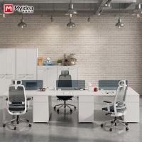 China Commercial-Grade Staff Workstation – Opposing Desks with Glass Screen, Steel Frame, and Storage Compartments – Ideal for Corporate Offices. for sale