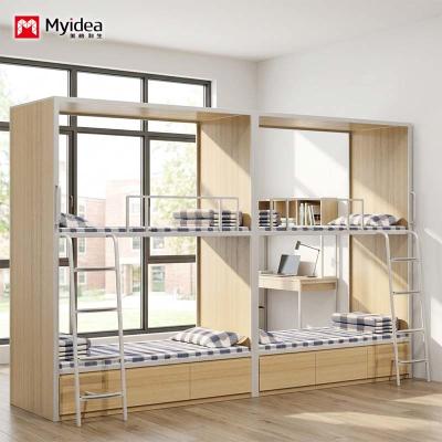 China Space-Saving Bunk Bed – Steel-Wood Frame with Built-In Under-Bed Drawers, Ideal for College Dorms and Student Apartments. for sale