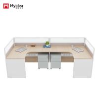 China Commercial-Grade Wooden Office Desks with Tempered Glass Screens – Durable, Scratch-Resistant Surface, and Sturdy Construction for High-Traffic Workplaces. for sale