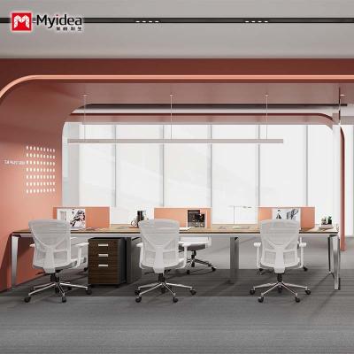 China Commercial-Grade Face-to-Face Workstation with Steel Frame, Integrated Cable Channels, and Desk Divider – Perfect for Corporate Team Spaces. for sale