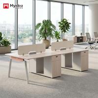 China Opposing Staff Desk with Built-In Power Outlets, Fabric Privacy Screen, and Sturdy Steel Legs – Convenient, Stable, and Team-Ready. for sale