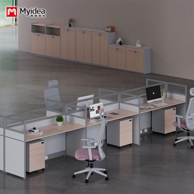 China Private Single Workstation with Glass Panel Screen – Ideal for Open-Plan Office Privacy. for sale