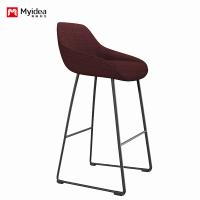 China Commercial-Grade Contemporary Fabric Bar Stool with Matte Black Steel Base Eco-Friendly Durable for Office Buildings for sale