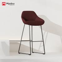 China Commercial-Grade Contemporary Fabric Bar Stool with Matte Black Steel Base Eco-Friendly Durable for Office Buildings for sale