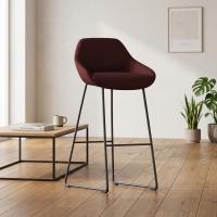 China Commercial-Grade Contemporary Fabric Bar Stool with Matte Black Steel Base Eco-Friendly Durable for Office Buildings for sale