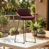 China Commercial-Grade Contemporary Fabric Bar Stool with Matte Black Steel Base Eco-Friendly Durable for Office Buildings for sale