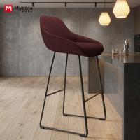 China Commercial-Grade Contemporary Fabric Bar Stool with Matte Black Steel Base Eco-Friendly Durable for Office Buildings for sale