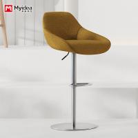 China Commercial-Grade Luxury Fabric Bar Stool with Durable Polished Stainless Steel Pedestal for Office Buildings Home Bars Kitchens for sale