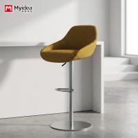 China Commercial-Grade Luxury Fabric Bar Stool with Durable Polished Stainless Steel Pedestal for Office Buildings Home Bars Kitchens for sale