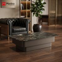 China Modern Coffee Table Green Marble Top Dark Bronze Metal Legs Durable Scratch-Resistant Easy Assembly & Clean Home Office Use for sale