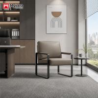 China Single-Seat Leather Reception Sofa for Executive Office, High-Density Resilience Foam for Comfort, Carbon Steel Black-Sprayed Legs for Durability for sale