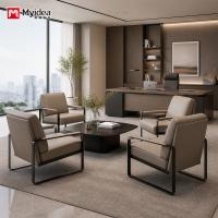 China Single-Seat Leather Reception Sofa for Executive Office, High-Density Resilience Foam for Comfort, Carbon Steel Black-Sprayed Legs for Durability for sale
