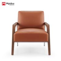 China Executive Single-Seat Leather Lounge Sofa with High-Density Rebound Foam, Ash Wood + Stainless Steel Legs – Available in Multiple Color Options for sale