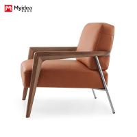 China Executive Single-Seat Leather Lounge Sofa with High-Density Rebound Foam, Ash Wood + Stainless Steel Legs – Available in Multiple Color Options for sale