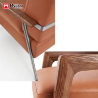 China Executive Single-Seat Leather Lounge Sofa with High-Density Rebound Foam, Ash Wood + Stainless Steel Legs – Available in Multiple Color Options for sale