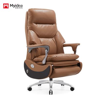 China Luxury Electric Massage Leather Chair – Crafted with Premium Leather and High-Density Foam for Lasting Comfort, Built-In Massage System, and Sleek Aluminum Alloy Armrests for a Modern Executive Look for sale