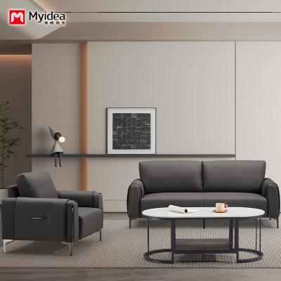 China Office Reception Sofa with Premium Leather, High-Density Foam Padding, and Fine Stitching for sale