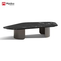 China Commercial Office Coffee Table with Marble Surface and Metal Base, Stylish Center Table for Reception Area & Waiting Room for sale