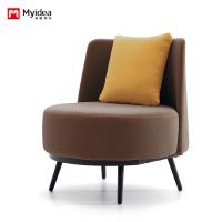 China Commercial Single Leather Sofa for Office Reception & Waiting Room, Premium Leather Upholstery with Durable Metal Base Legs for sale