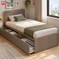 China Single Bed Frame for Apartment & Hotel Use with Under-Bed Storage, One Side Storage Drawer & One Side Shoe Rack, Space-Saving Design for Small Rooms for sale