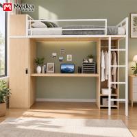 China Metal-Wood Loft Bunk Bed with Desk & Large Storage, Heavy-Duty Steel-Wood Structure, Ideal for Apartment, Dormitory & Hostel Use for sale