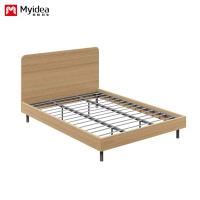 China Wholesale Modern Bedroom Set - Wood Panel Bed Frame with Metal Slats & Upholstered Headboard - Eco-Friendly Factory Price for sale