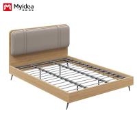 China Wholesale Modern Bedroom Set - Wood Panel Bed Frame with Metal Slats & Upholstered Headboard - Eco-Friendly Factory Price for sale