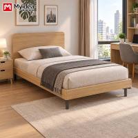 China Wholesale Modern Bedroom Set - Wood Panel Bed Frame with Metal Slats & Upholstered Headboard - Eco-Friendly Factory Price for sale