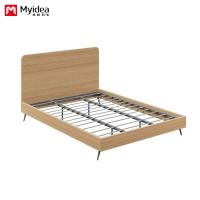 China Wholesale Modern Bedroom Set - Wood Panel Bed Frame with Metal Slats & Upholstered Headboard - Eco-Friendly Factory Price for sale