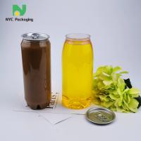China 250ml 330ml 650ml Clear Soft Drink PET Beverage Can With Easy Open Lid for sale