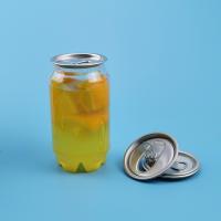 China Custom Beverage Milk Tea PET Plastic Bottle Can With Easy Open Lid 355ml for sale