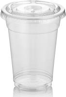 China Clear 16 Oz Hard Plastic Cups With Straws Disposable Coffee Cup for sale