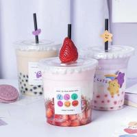 China Disposable 8oz Clear Plastic Dessert Cup Ice Cream Boba Container Logo Custom for sale
