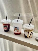 China Custom 90mm Disposable Bubble Tea Cups Smoothies Cold Coffee Drinking Plastic Pet Cups for sale